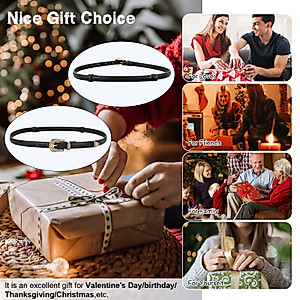 SUOSDEY Trendy Western Skinny Belts for Women Adjustable Leather Thin Waist Belt for Dresses with Vintage Buckle