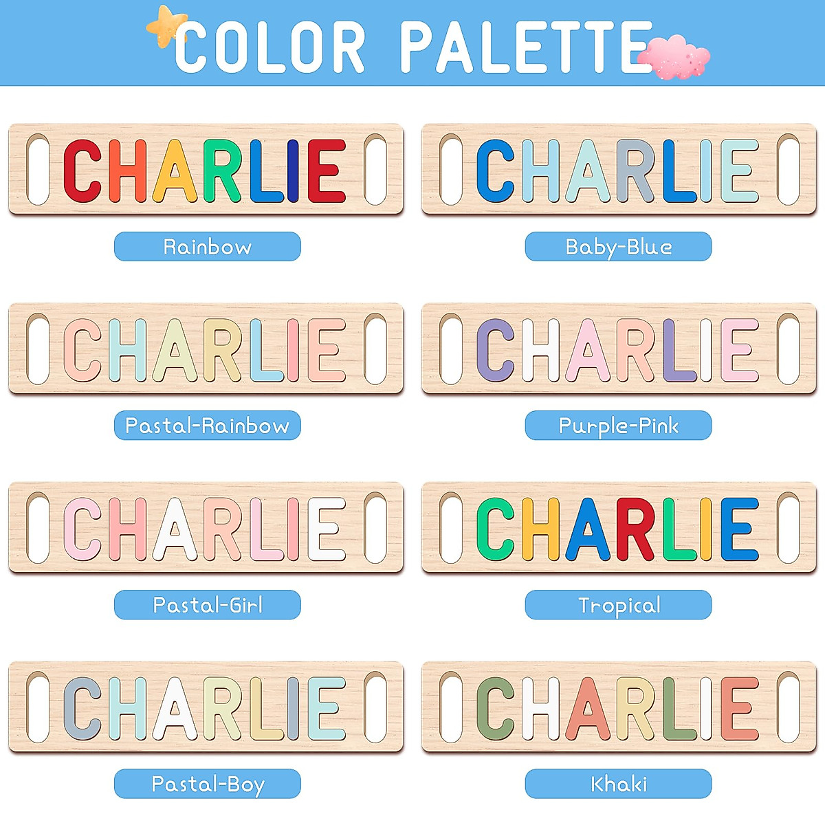 Name Puzzle for Kids Personalized, Custom Name Puzzle for Toddlers 1-3, 1st Birthday Gifts for Girl and Boy, Montessori Learning Toddler Toy, Baby Puzzles 12-18 Months…