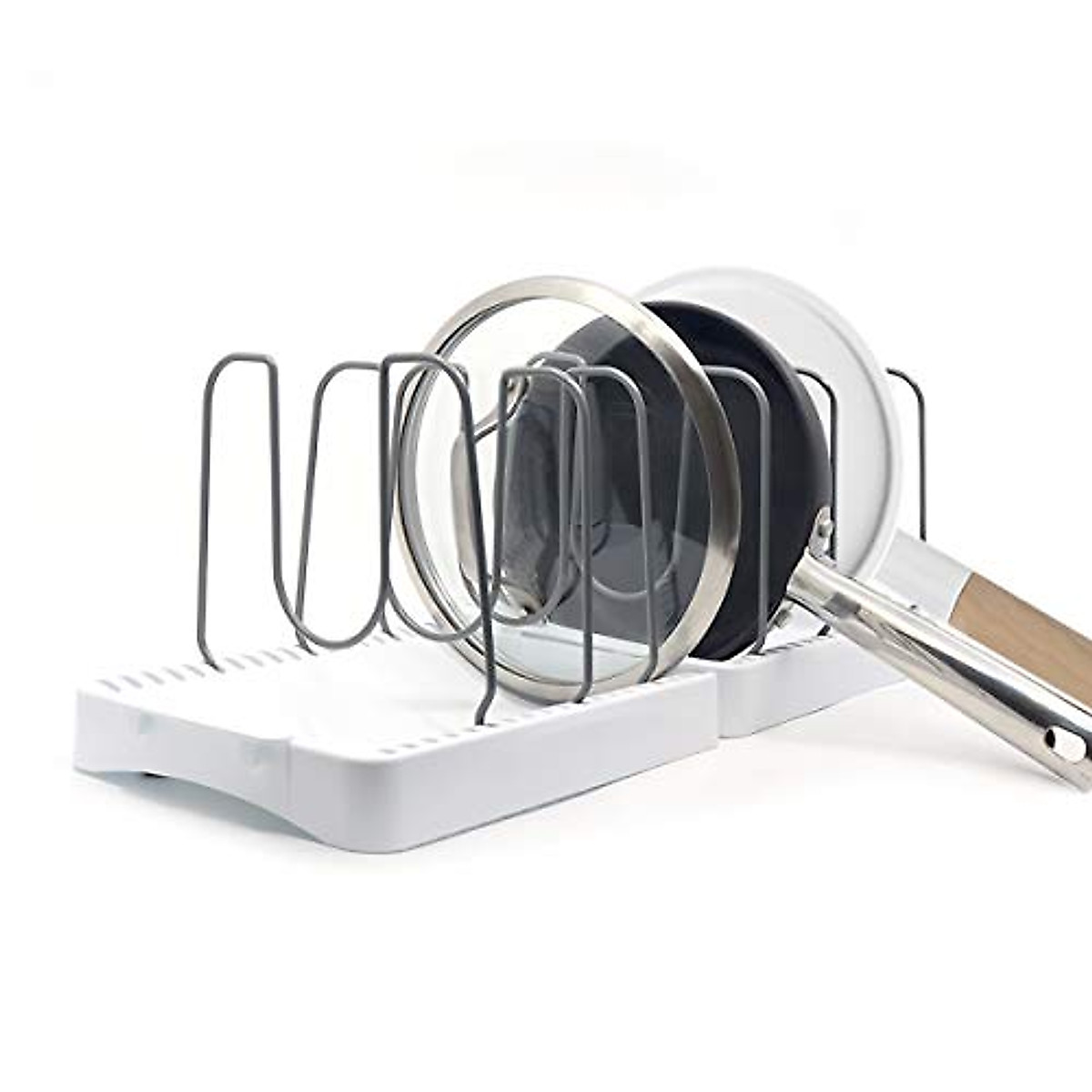 Grand Fusion Adjustable Kitchen Cabinet and Drawer Organizer, Clutter-Free Pantry Organization and Storage, Holds Pots, Pans, Lids, Cutting Boards, Trays and Sheets, Pack of 2