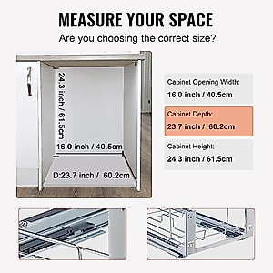 VEVOR Pull-Out Trash Can, 37Qt Double Bins, Under Mount Kitchen Waste Container with Soft-Close Slides, 44 lbs Load Capacity & Door-Mounted Brackets, Garbage Recycling Bin for Kitchen Cabinet, Grey