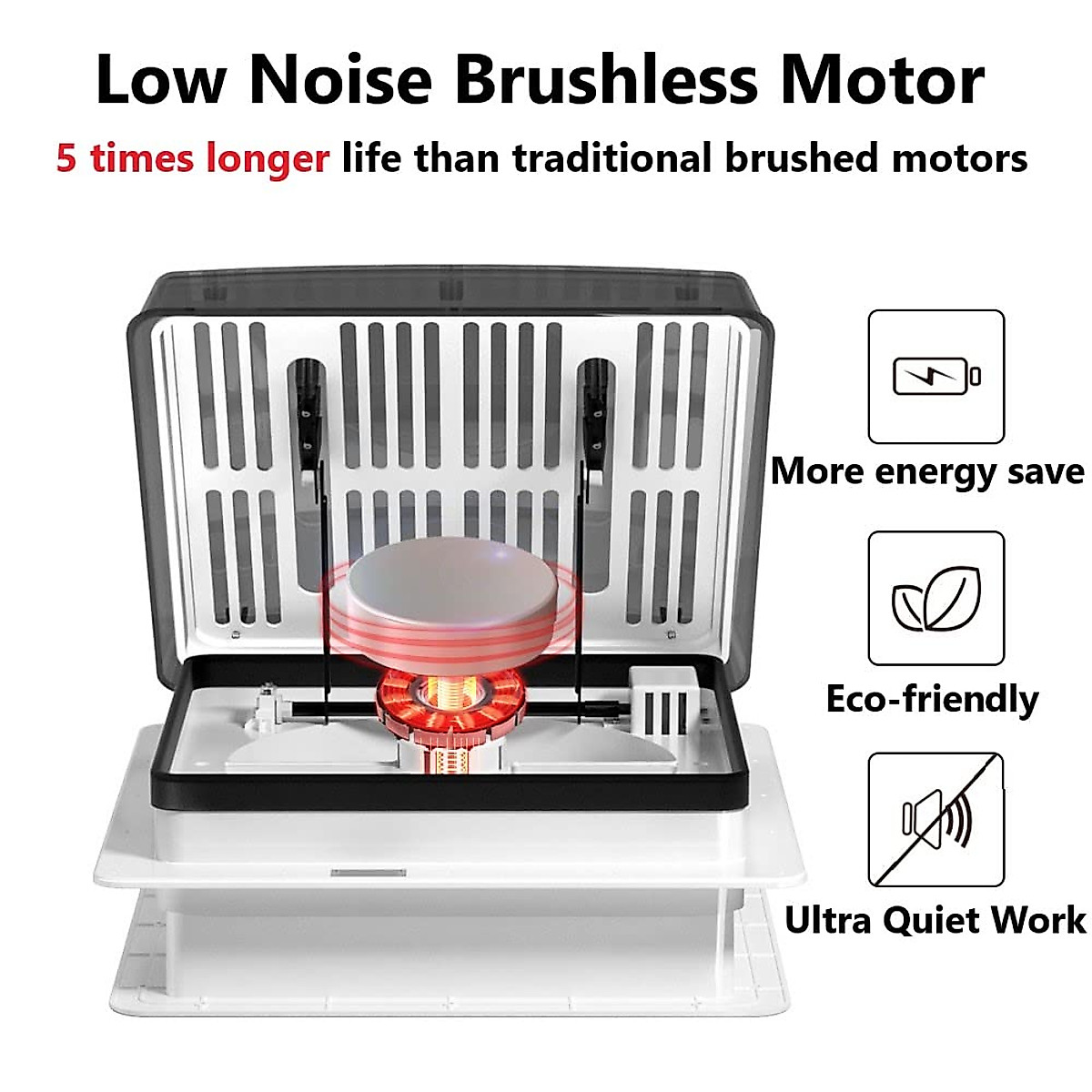 2012 Electric Air Max 14" Vent RV Roof Vent Reversible Exhuast Fan, Ultra Low Sound Level Permanent RV Air Ventilation Ceiling Fan 12V Remote with Rain Sensor, Semi-transparent UV-Proof Cover Lid