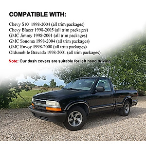 Dash Cover Custom Fit for 1998-2005 Chevy Chevrolet S10 Blazer/GMC Jimmy Sonoma Envoy/Olds Oldsmobile Bravada,Dashboard Cover Mat Carpet Pad(Charcoal Gray) Y39