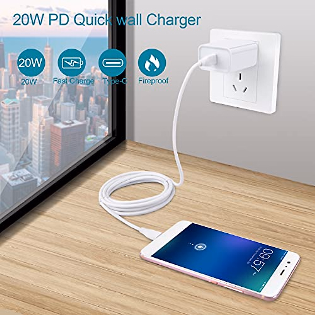Fast USB C Wall Charger,20W PD Power Adapter Charging Block Compatible with iPhone 14 13 12 11 Pro Max,SE/X/XS,iPad Pro,Samsung Galaxy S20 S10 S9 A01 A11 A21 A51 A71 A20 A50 Note 20,Pixel 5 4a 3a 2 XL