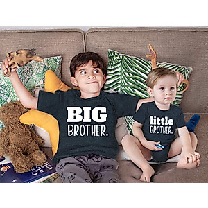 Big Brother Little Brother Shirts Matching Outfits Sibling Gifts Baby Set (Charcoal Black, Kids (3Y) / Baby (1-3M))