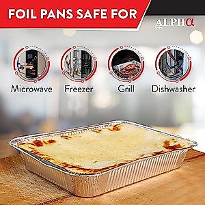 ALPHA LIVING 35 Pack Aluminum Foil Pans - Heavy Duty Aluminum Foil Baking Pan – Multipurpose Half Sheet Pans for BBQ, Oven, Freezer, Heating – Eco-Friendly Food Safe Oven Pan