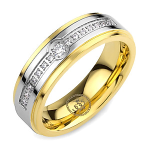 555Jewelry 6mm Wide Stainless Steel CZ Rings for Women, CZ Rings for Women, Unisex Cubic Zirconia Wedding Band, CZ Engagement Rings for Women & Men, Silver & Gold, Size 5