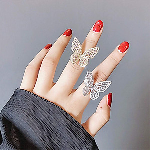 Cubic Zirconia Butterfly Ring Sparkling Crystal Bow-Knot Knuckle Ring Wedding Jewelry for Women