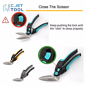 C.JET TOOL 10" Heavy Duty Scissors, Carpet Cutter, Industrial Scissors, Multipurpose, Scissors for Carpet, Cardboard, Leather, Pruning, Gardening, Professional Soft Grip Stainless Steel (Black)