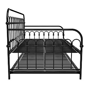 Novogratz Bright Pop Twin Metal Daybed and Trundle, Stylish & Multifunctional, Built-in Casters, Black