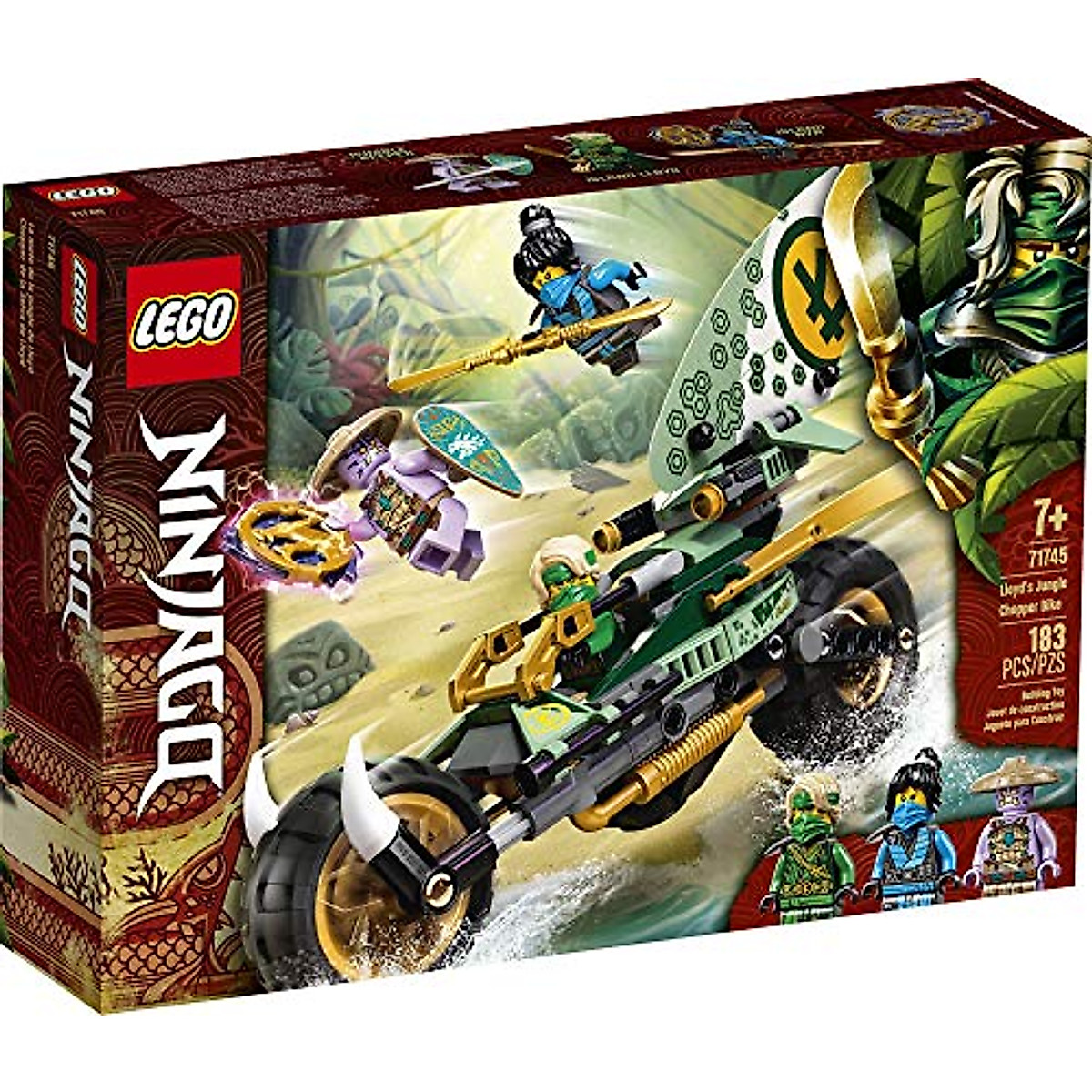 LEGO NINJAGO Lloyd’s Jungle Chopper Bike 71745 Building Kit; Ninja Bike Toy Featuring NINJAGO Lloyd and NYA Minifigures, New 2021 (183 Pieces); Top Toy for Kids Who Love Action-Packed Creative Play