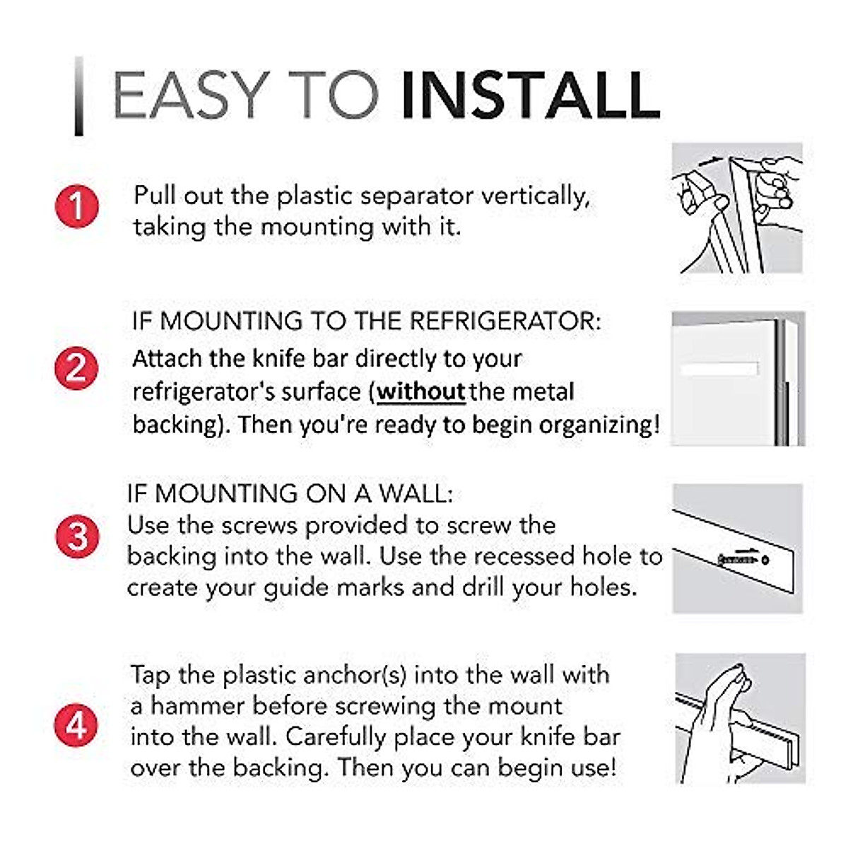 Modern Innovations 16 Inch Magnetic Knife Holder for Refrigerator, Magnetic Knife Holders for Fridge or Kitchen Wall No Drilling, Magnet Strips for Knives & Metal Utensils, Tool Rack, Stainless Steel