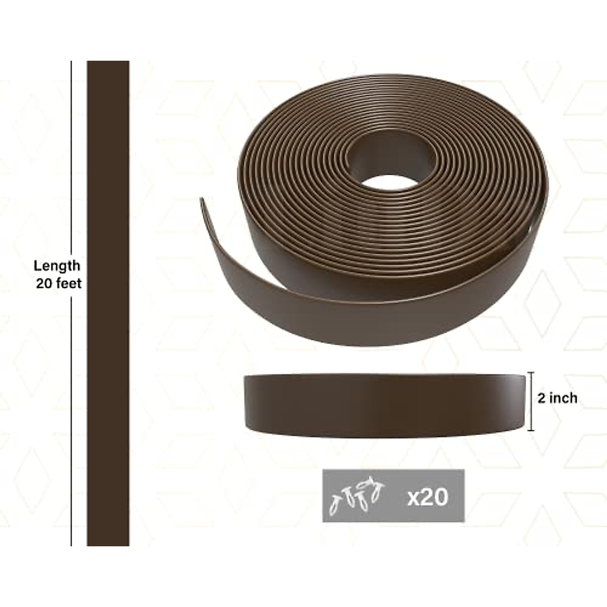 LIUDA 2" x20' ft Vinyl Outdoor Patio Lawn Furniture Repair Strap Strapping Matte Finish (Brown) + 20 Free Rivets!