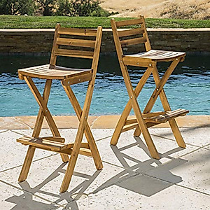 Christopher Knight Home Atlantic Outdoor Folding Wood Bar Stools
