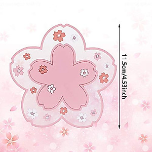 4PCS Kawaii Sakura Cup Coaster, Decor Cup Placemat, Cute Kitchen Pot Bowl Pad Placemat, Cherry Blossom Coaster, Table Cup Mat, Flower Pattern Mug Pink Coasters Set Of 4 for Drinks, Coffee, Tea (4.5in)