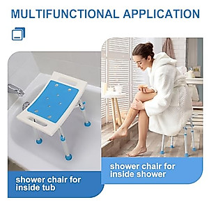 Health Line Massage Products Heavy Duty Shower Stool 550lb Bath Seat Chair, Tool-Free Assembly Height Adjustable Paded Seat Bench for Seniors, Elderly, Disabled, Handicap and Injured