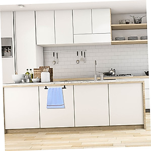 Housoutil Metal Hangers 4 Pcs Door Towel Rack Kitchen Cabinet Paper Towel Holder Individual Stainless Steel Black Hand Towels