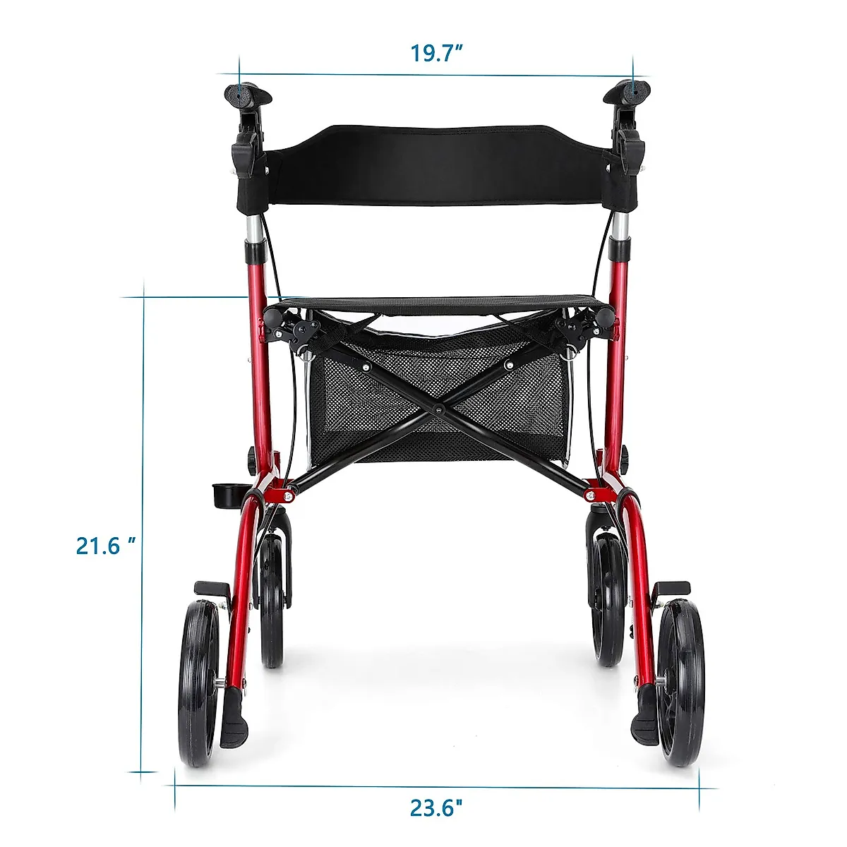 Rollator Walkers for Seniors- Rollator Walker with Seat 8" Wheels- Easy Folding Senior Walker with Padded Backrest- Lightweight Mobility Walking Aid for Adult Elderly, Aluminum Frame, Red