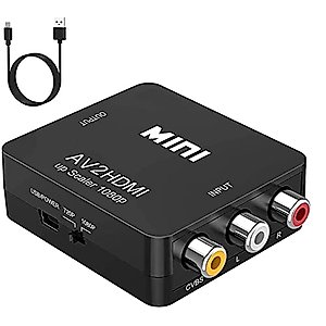 AV to HDMI Converter, RCA to HDMI, BD&M 1080P Mini RCA Composite CVBS Video Audio Converter Adapter Support PAL/NTSC for TV/PC/ PS3/ STB/Xbox VHS/VCR/Blue-Ray DVD Players - Black
