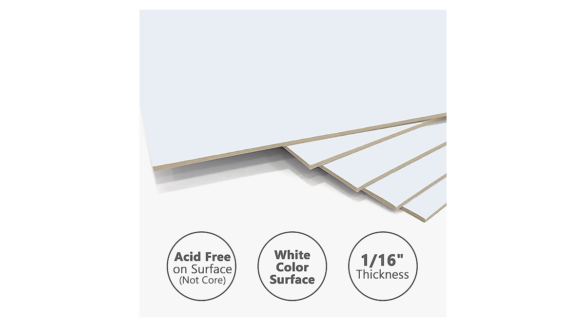 Somime 11x14 Acid-Free Backing Boards - 10 Pack White Mats