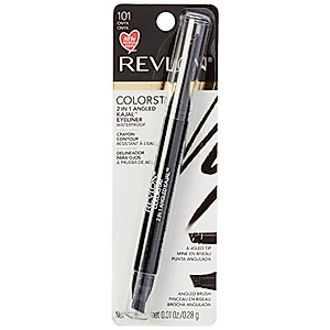 Revlon Pencil Eyeliner, ColorStay 2-in-1 Eye Makeup,Waterproof, Longwearing with Smudge Brush, Angled Kajal Eyeliner, 101 Onyx, 0.01 Oz