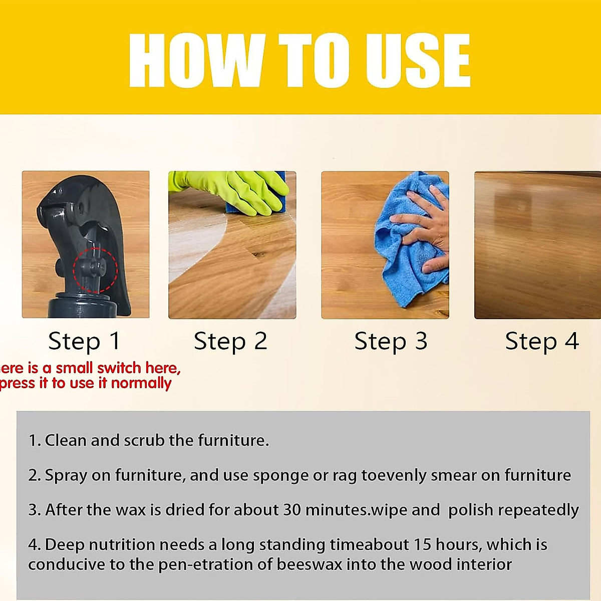 TMAIRSUS 2PCS Natural beeswax spray furniture polish,the original bees wax furniture polish and cleaner,furniture polish and cleaner spray Used to care for living rooms,kitchens,wood furniture floors