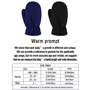 Hotop 2 Pairs Toddler Baby Winter Mittens Kids Fleece Warm Easy on Mittens with Glove Clips for Baby Boy Girl