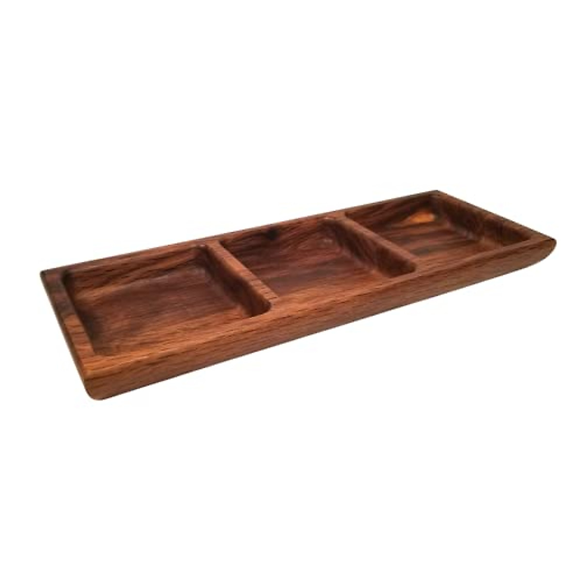Catchall tray 3 sections, Oak Wood Serving Tray (Triple) Handmade by Hesse Woods from Sustainable Forests, 3-Section Serving Tray, for Appetizers, Charcuterie, Food & Snacks