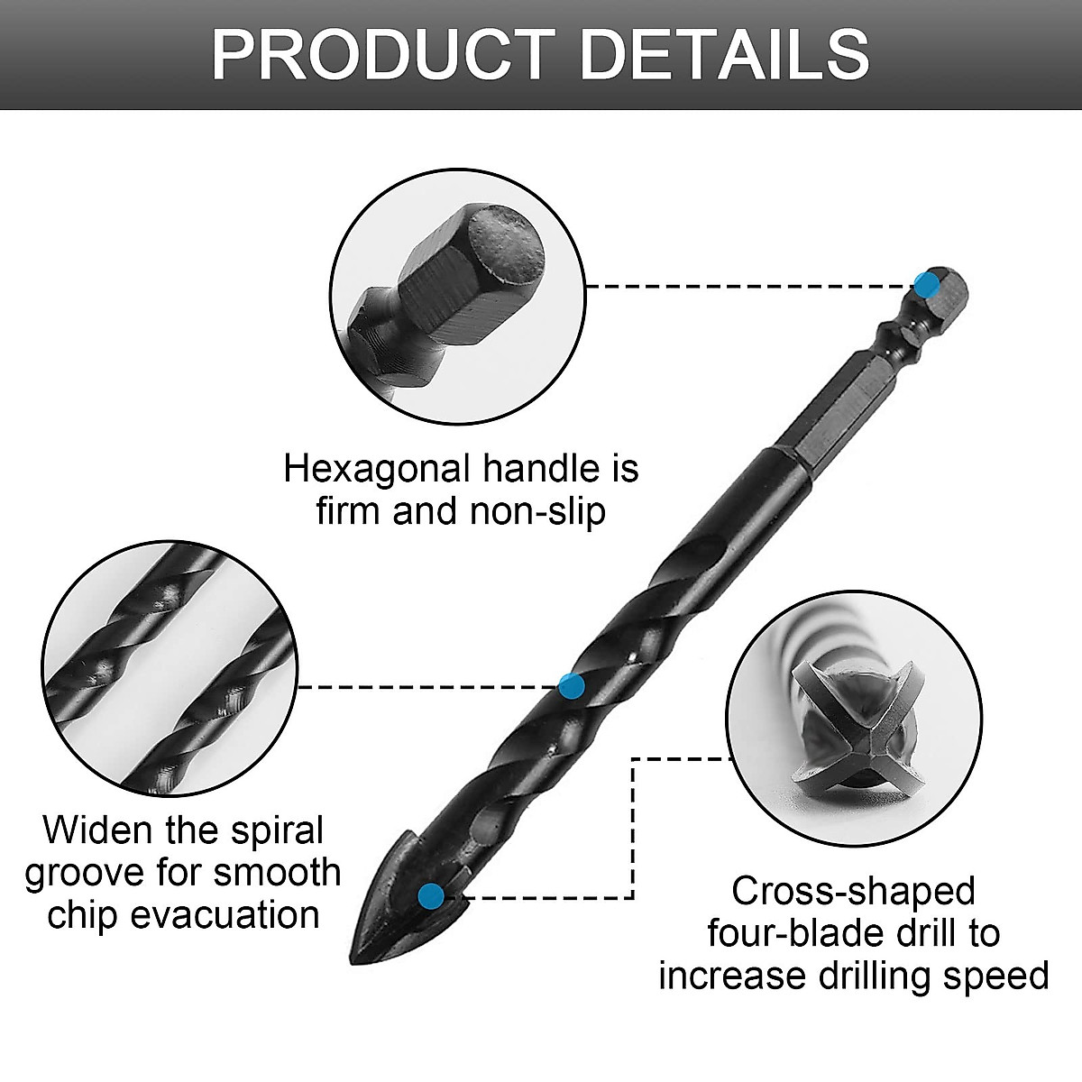 Toega Hex-Shank Drill Bits - Carbide Drill Bits with Case(12-Pack), Diamond Drill Bits, Metric Drill Bit Set for Steel Copper Aluminum Zinc Alloy Cast Iron Sheet Metal Wood Plastic