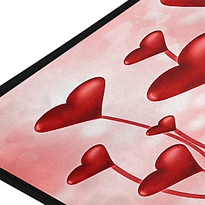 Kitchen Rugs Valentines Cute Heart Flower Design Non-Slip Soft Kitchen Mats Bath Rug Runner Doormats Carpet for Home Decor, 39" X 20"