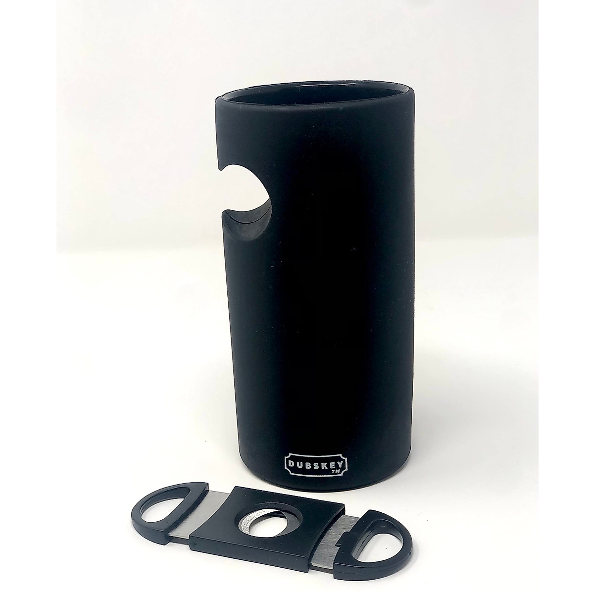 Dubskey CIGAR HOLDER CUP – Silicone Drinking Glass, Built-in Blunt Rest For Outdoors, GOLF, BOATING, CAMPING & TRAVEL, Bourbon, Whiskey, Scotch, Mixers & Cocktails (15 oz) - With Guillotine Cutter