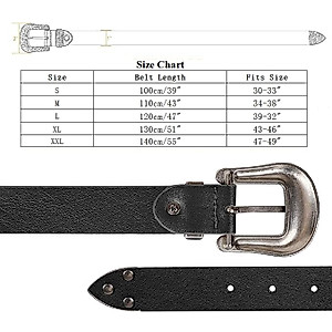 WHIPPY Western Belts for Women - Vintage Western Design Ladies Cowgirl Waist Belt for Pants Jeans Dresses (Black, Fit Waist 30-34 Inches)