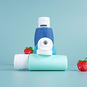 JaneJu Travel Bottles for Toiletries, TSA Approved 3oz 4 Pack Travel Size Containers, Refillable Leak Proof BPA Free Silicone Squeezable Travel Accessories for Shampoo Conditioner Lotion