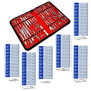 OdontoMed2011® 157 Pcs Advanced Set for Anatomy & Biology Students with 1 Scissors ! Forceps ! Hemostat-! Blades - Case - Lab Veterinary Botany Stainless Steel Set for Frogs Animals Etc