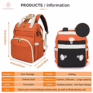 THE ROOKIE SEWCIALITE Crochet Knitting Organizer Waterproof Travel Bag Fashion Backpack for Yarn Storage, Crochet Holder, Knitting Accessories Storage Backpack for Travel