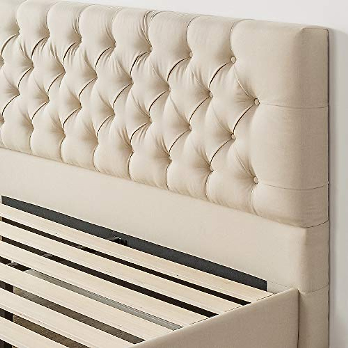 ZINUS Misty Upholstered Platform Bed Frame, Mattress Foundation, Wood Slat Support, No Box Spring Needed, Easy Assembly, Taupe, Full