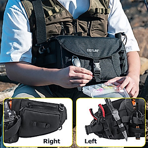 Goture Fishing Bag, Fishing Tackle Bag with Rod Holder, Water-Resistant Fishing Backpack Tackle Sling Bag, Fly Fishing Fanny Pack Storage, Fishing Tackle Box for Fishing Gear,Fishing Gifts for Men