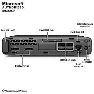 HP Prodesk 600 G3 Micro Computer Mini PC (Intel Quad Core i5-7500T 2.7Ghz, 16GB DDR4 Ram, 512GB SSD, 4K Support, DP, USB 3.0, USB-C) Win 10 Pro (Renewed)