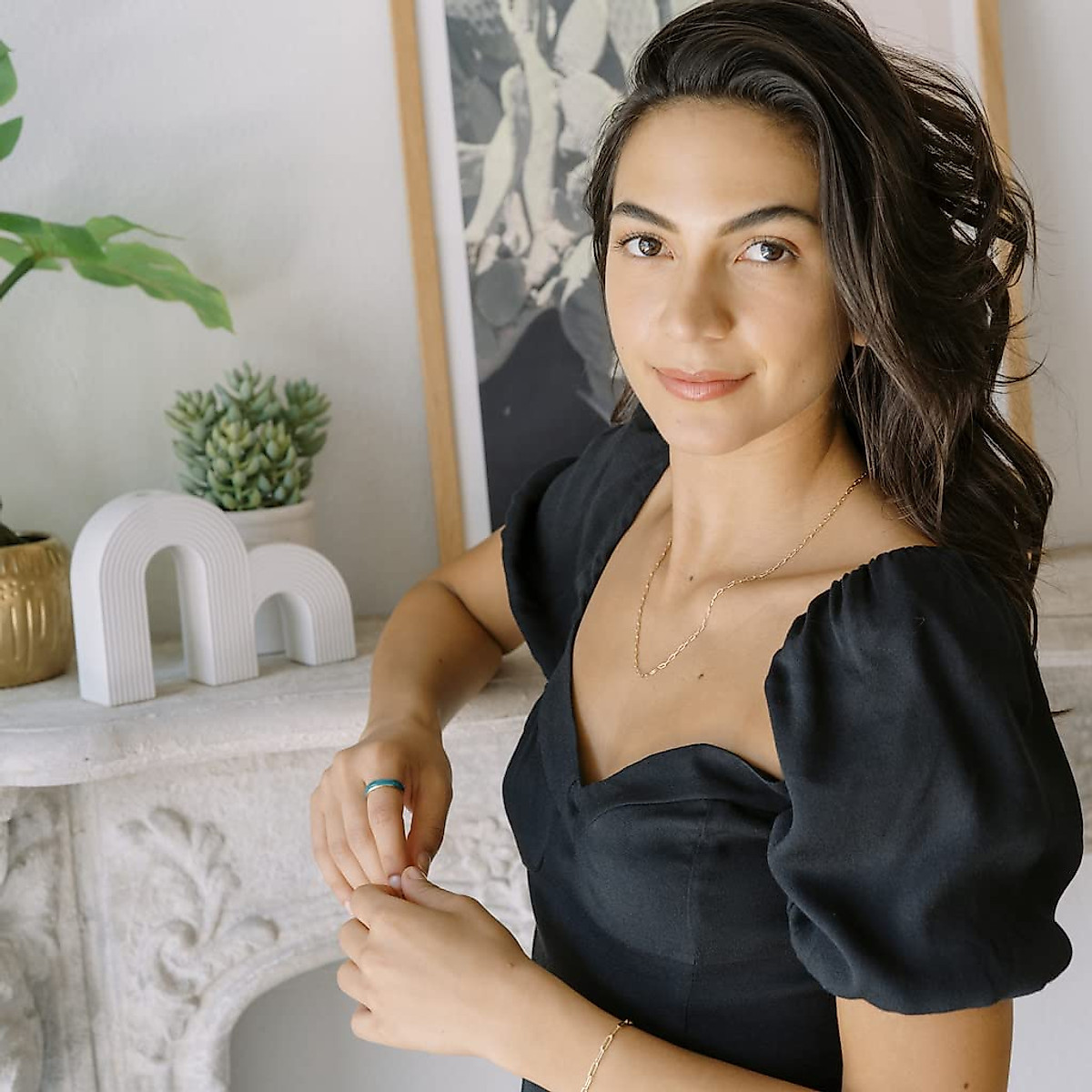 Honeycat Enamel Daphne Adjustable Colorful Enamel Ring in Gold, Rose Gold, or Silver | Minimalist, Delicate Jewelry (G/GRN/ML)