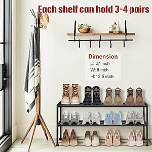 KEETDY Heavy Duty Shoe Rack for Closet Entryway, Stackable Shoe Organizer for Small Space Metal Shoe Rack Shelf Storage for Bedroom, Floor, Outdoor (Black)