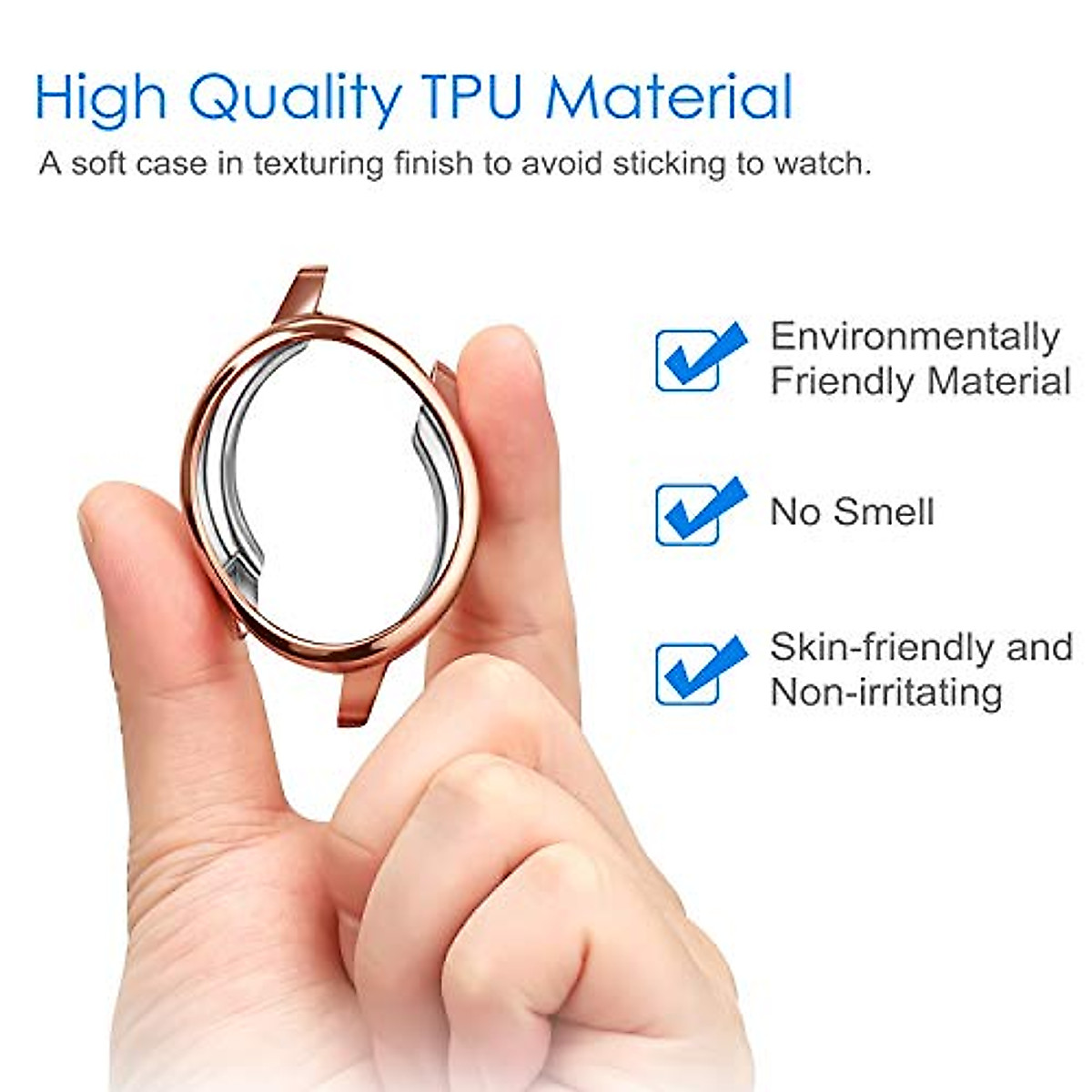 3 Pack - Fintie Case Compatible with Samsung Galaxy Watch Active 40mm (Not Fit for Active 2), Premium Soft TPU Screen Protector All-Around Protective Bumper Shell Cover, Black, Clear, Rose Gold