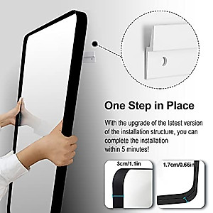 Floresita Black Bathroom Mirror for Wall 24 x 36 Inch Aluminum Alloy Metal Framed Mirror Non-Rusting Black Vanity Mirror Wall Mounted for Modern Farmhouse