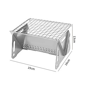 NUZAMAS Stainless Steel Grill Portable Mini Camping Grill Round Charcoal Grill Outdoor Camping Tool for Picnic Hiking Cooking BBQ