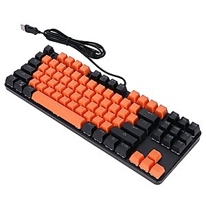 753 Wired Mechanical Keyboard, 87 Keys Blue Switch Two‑Tone Keycap Gaming Keyboard, Black & Orange Gaming Keyboard for PC Gamer Computer(75391b48gnask362)