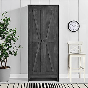 Ameriwood Home Farmington Wide Storage Cabinet, 31.5", Rustic Gray