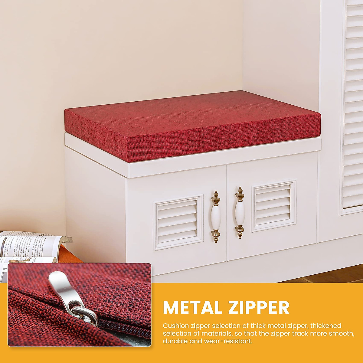 ROFIELTY Custom Size Bench Cushion Patio Bench Seating Cushion Indoor Bench Cushion Outdoor/Indoor Bench/Swing Cushion Porch Swing Cushion Bench Pads (Red,31.4 * 11.8 * 3.14in)