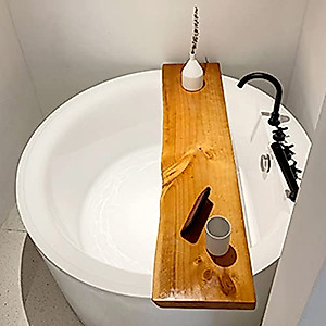 Bathtub Tray Caddy, Natural Wood Bath Tray for Tub, Portable Soap Dish Book Wine Glass Phone Holder for Bathroom Living Room Shelf (90x30x5cm, Rosewood)