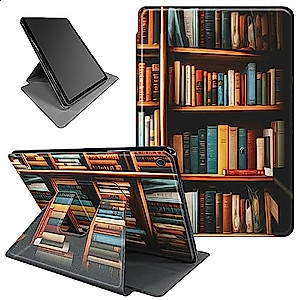 BFSEROBJ for Kindle Fire 7 Tablet Case 9th/7th Generation 2019/2017 Release 7 inch 360 Rotating Degree Stand Lightweight Protective Smart Cover with Auto Wake/Sleep - Bookshelf