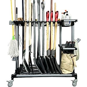 QTJH Mobile Garden Tool Storage Rack with Brakes – The Ultimate Organizer for Your Gardening Tools