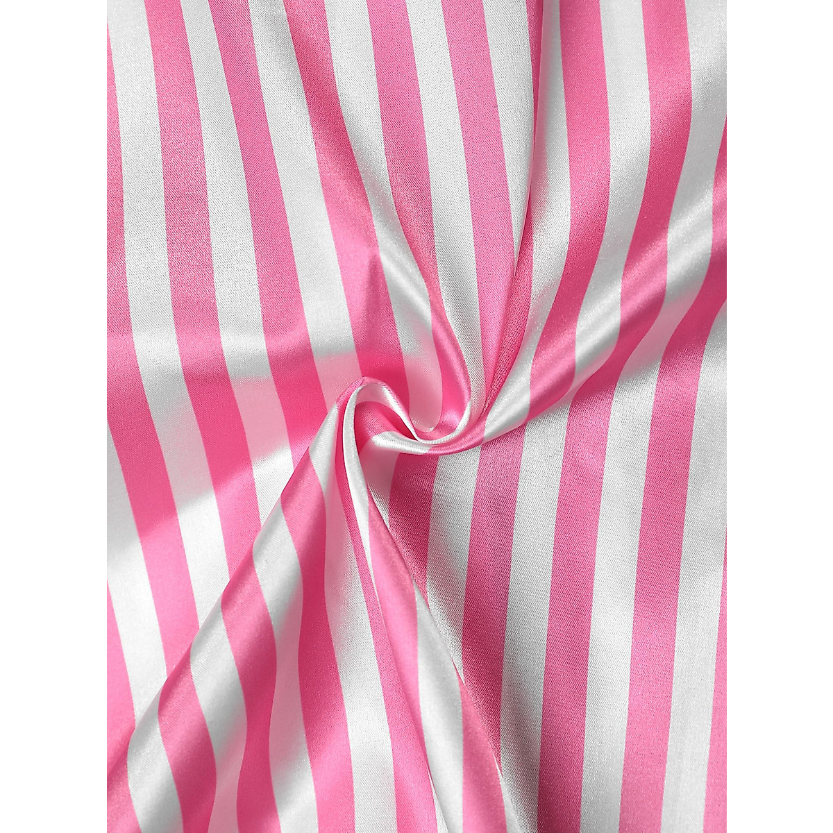 Remidoo Women's Striped Silk Satin Short Sleeve Button Down Pajama Set 2 Piece Pjs Loungewear Pink Large