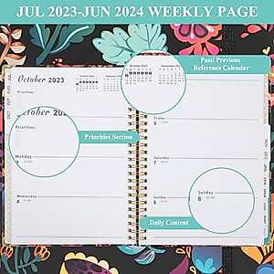Planner 2023-2024 - July 2023 - June 2024,Weekly & Monthly Planner with Tabs,8.5" x 6",Hardcover with Back Pocket + Thick Paper + Twin-Wire Binding+Bookmark - Floral